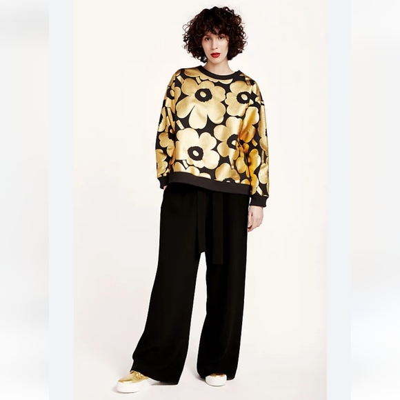 Marimekko | Sweaters | Marimekko Gold And Black Floral Sweater | Poshmark